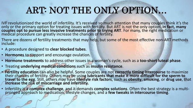 The Assisted Reproductive Techniques - ART (IVF, IUI, ZIFT, GIFT, ICSI ...