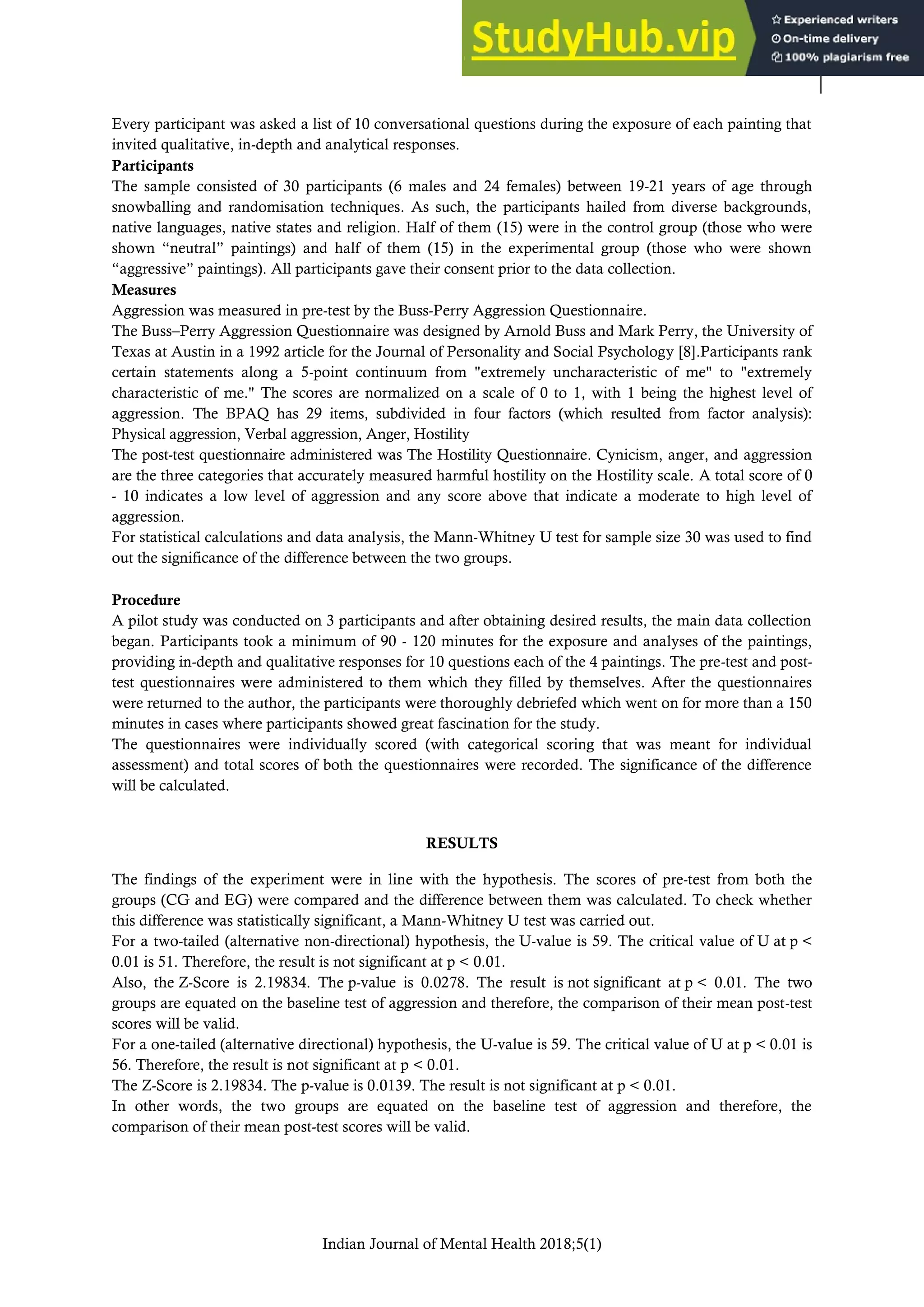 Art And Aggression A Correlational Study | PDF