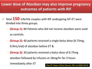 Role of Atosiban In ART 2018 Dr Jyoti Agarwal | PPTX