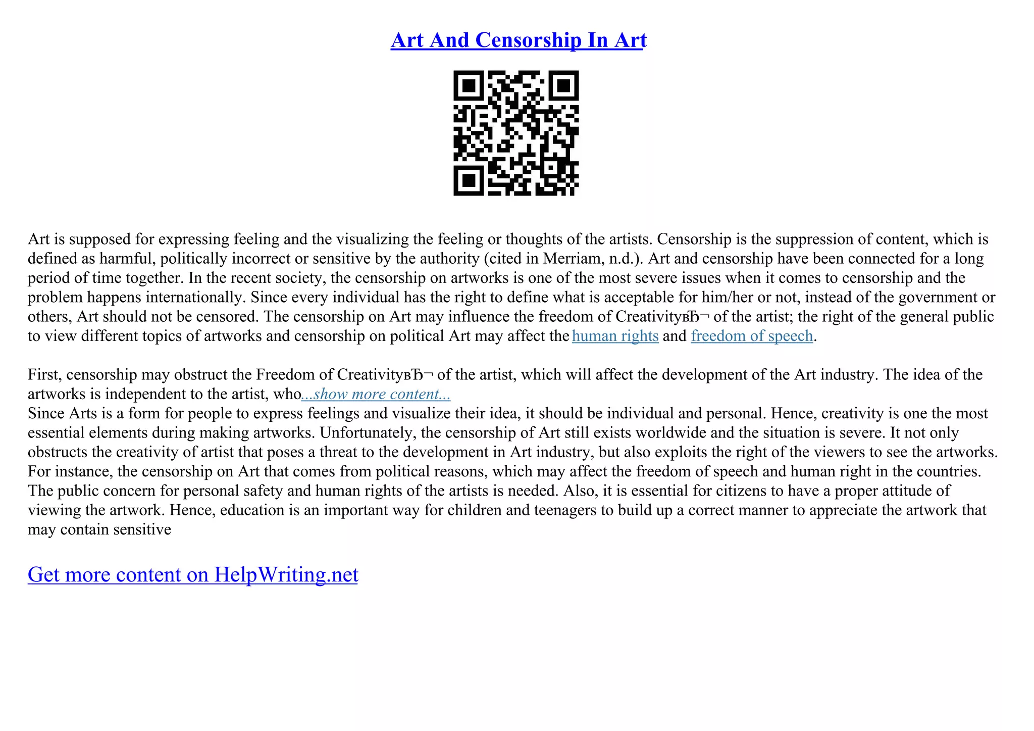 Art And Censorship In Art | PDF | Painting | Arts and Crafts