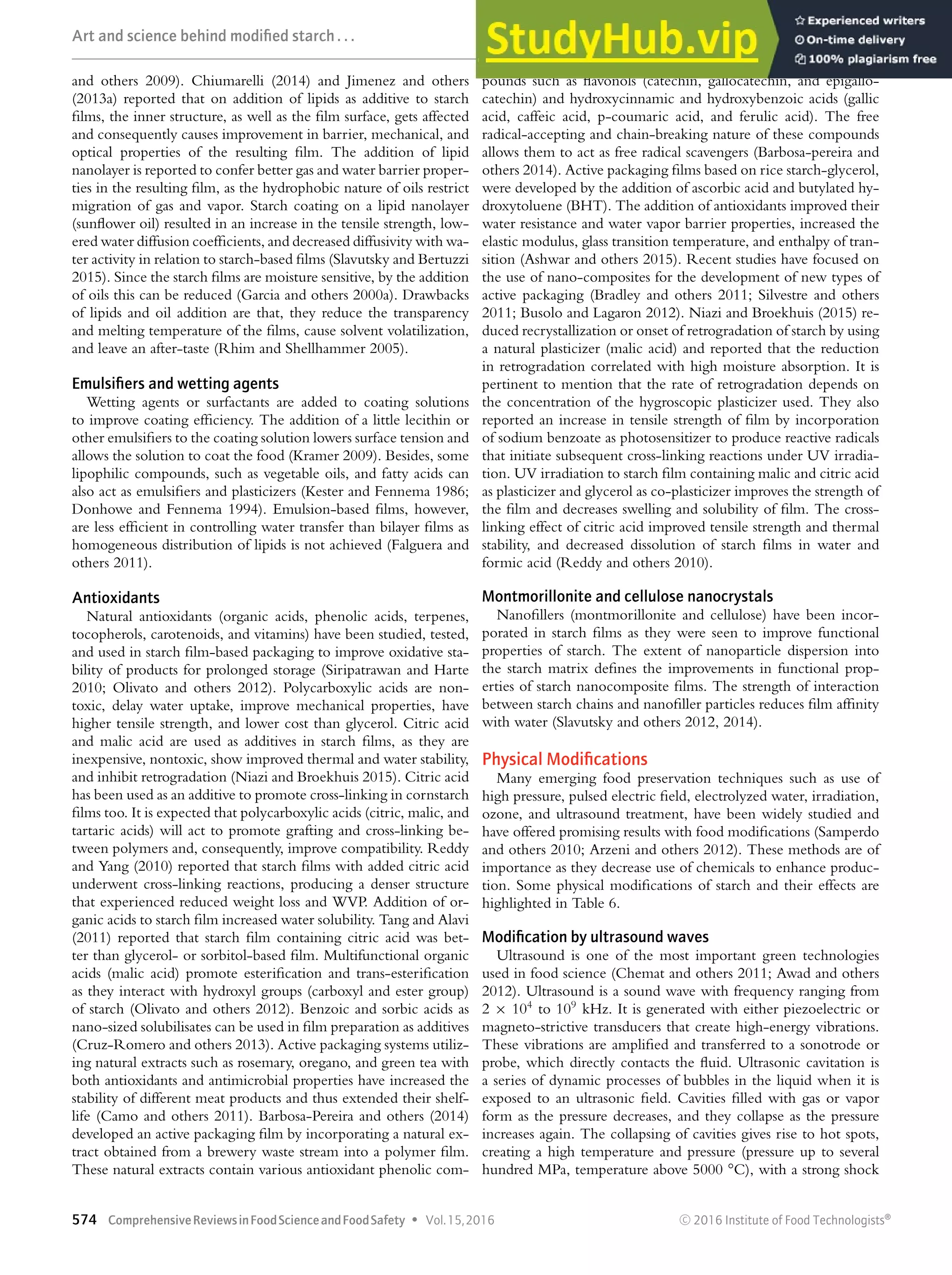 Art And Science Behind Modified Starch Edible Films And Coatings A ...