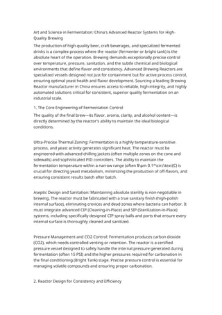 Art and Science in Fermentation China's Advanced Reactor Systems for ...