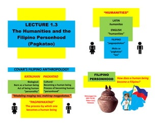 Lecture 1.3 The Humanities and Filipino Personhood | PDF