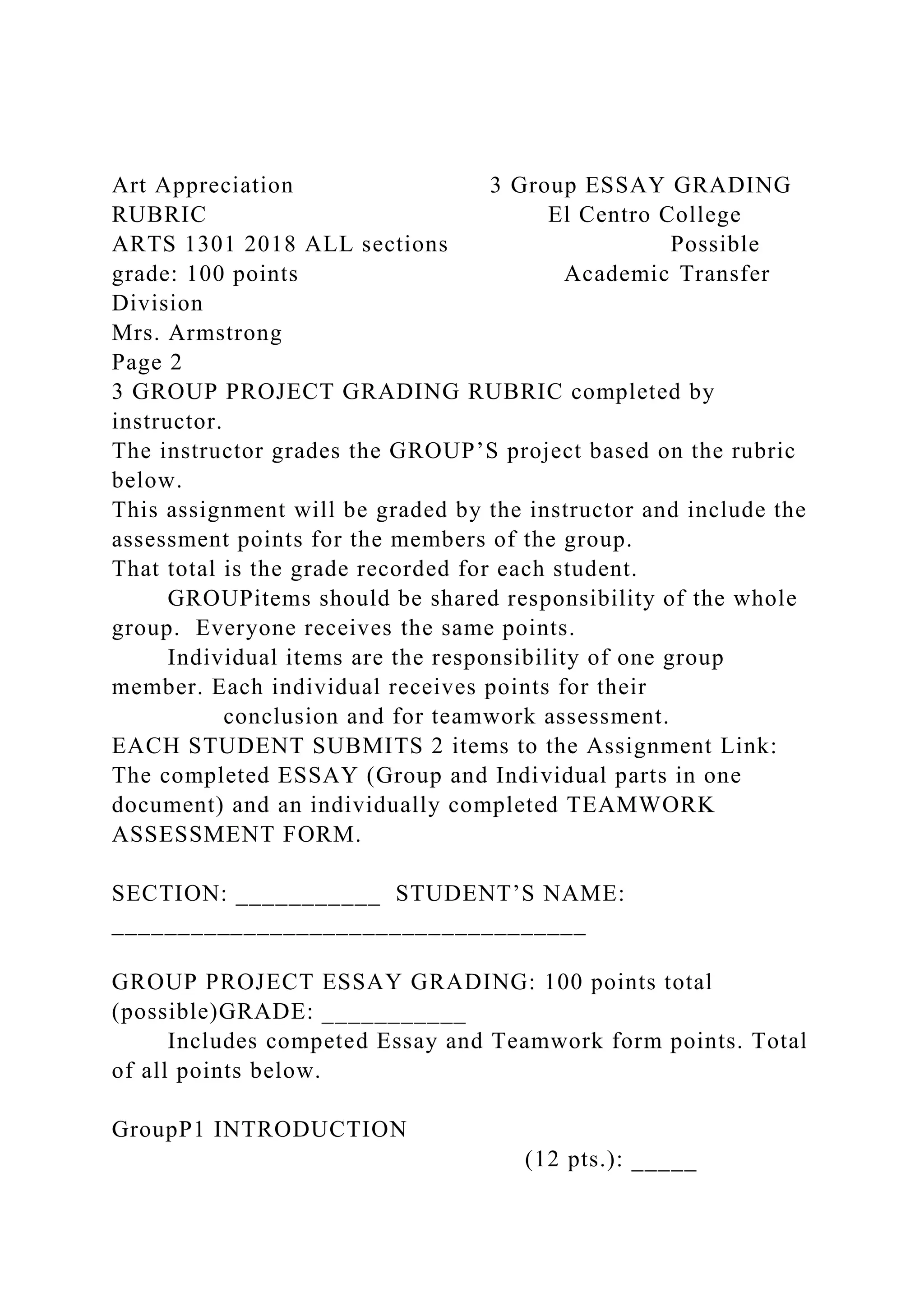 Art Appreciation 3 Group ESSAY GRADING RUBRIC.docx