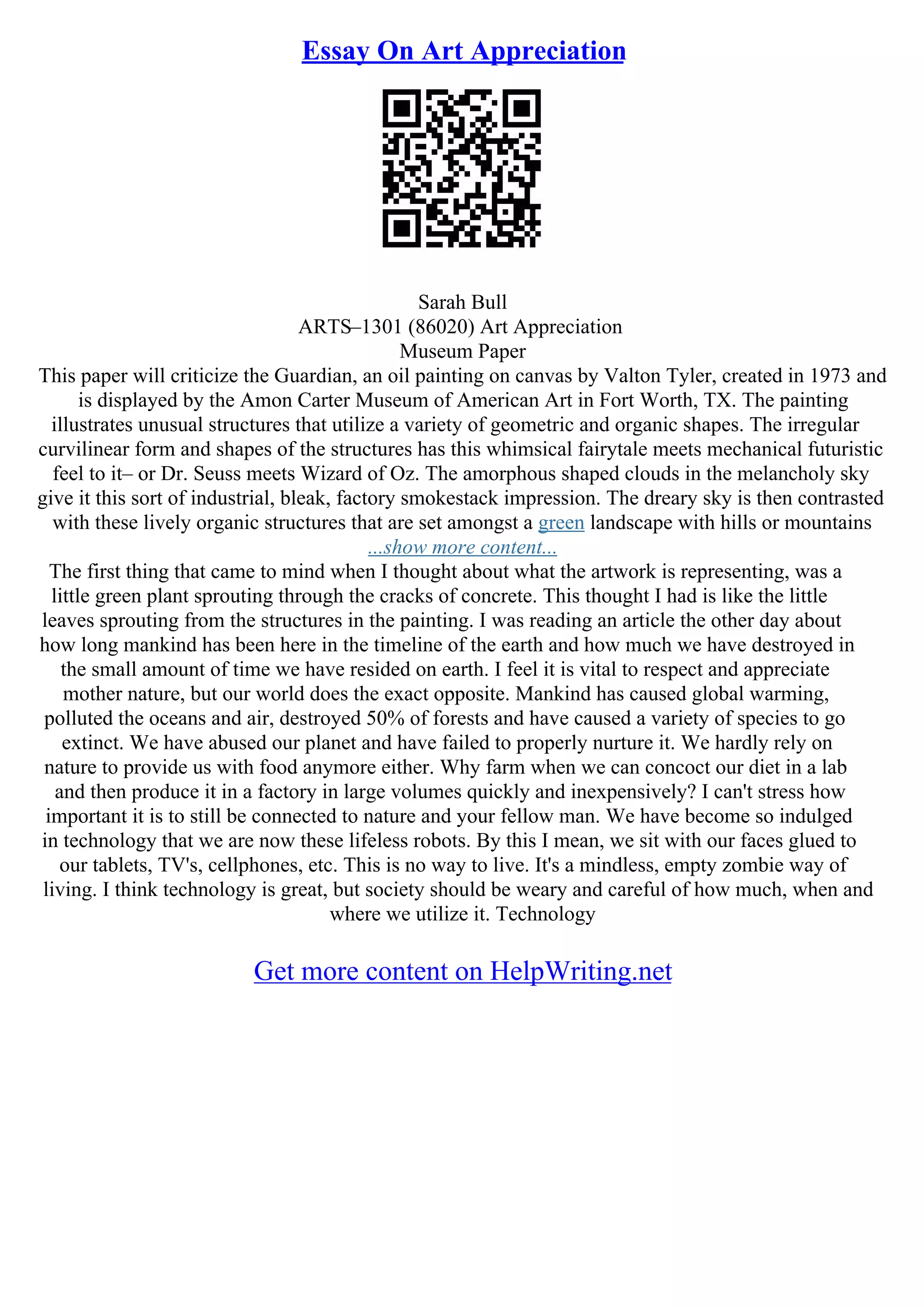 Art Appreciation Essays | PDF | Christianity | Religion & Spirituality