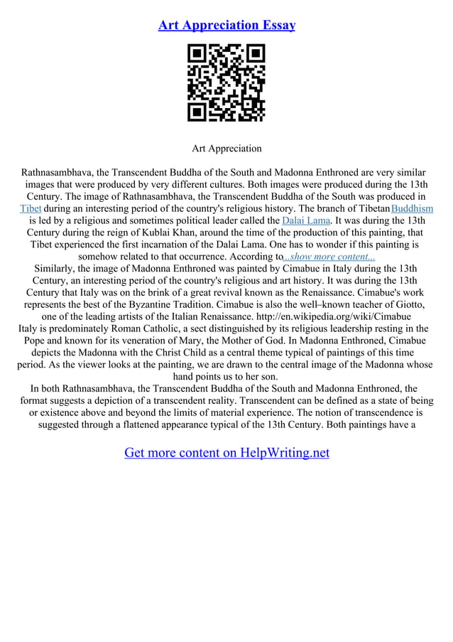 Art Appreciation Essays | PDF | Christianity | Religion & Spirituality