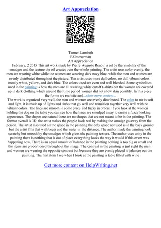 Art Appreciation Essays | PDF