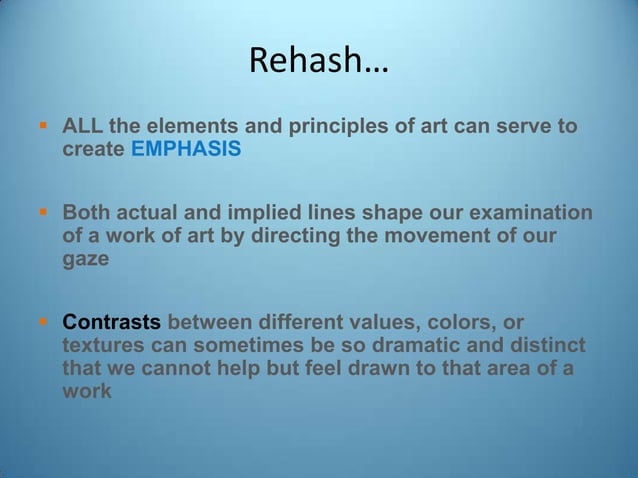 Art Appreciation Principles & Elements of Art: Focal Point, Contrast ...