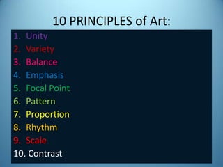 Art Appreciation Principles & Elements of Art: Focal Point, Contrast ...