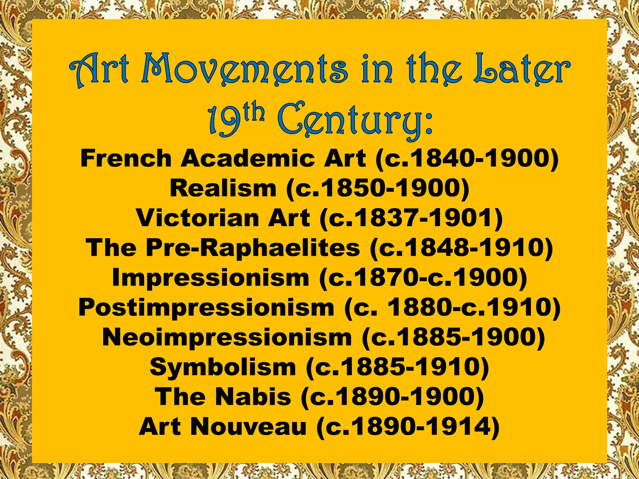 Art Appreciation Topic VIII: Art Movements in the Later 19th Century | PDF