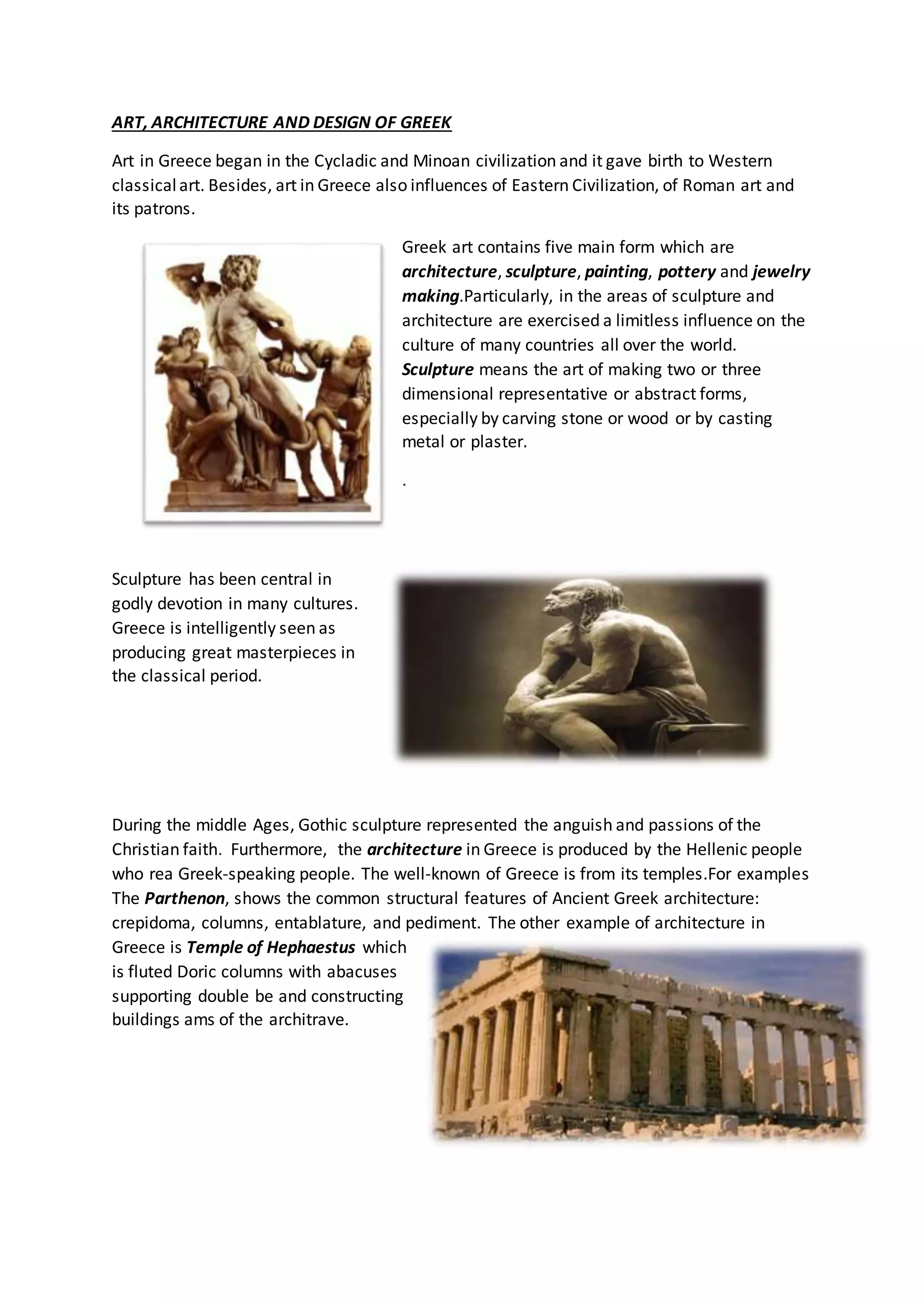 Art, architecture and design of greek | DOCX