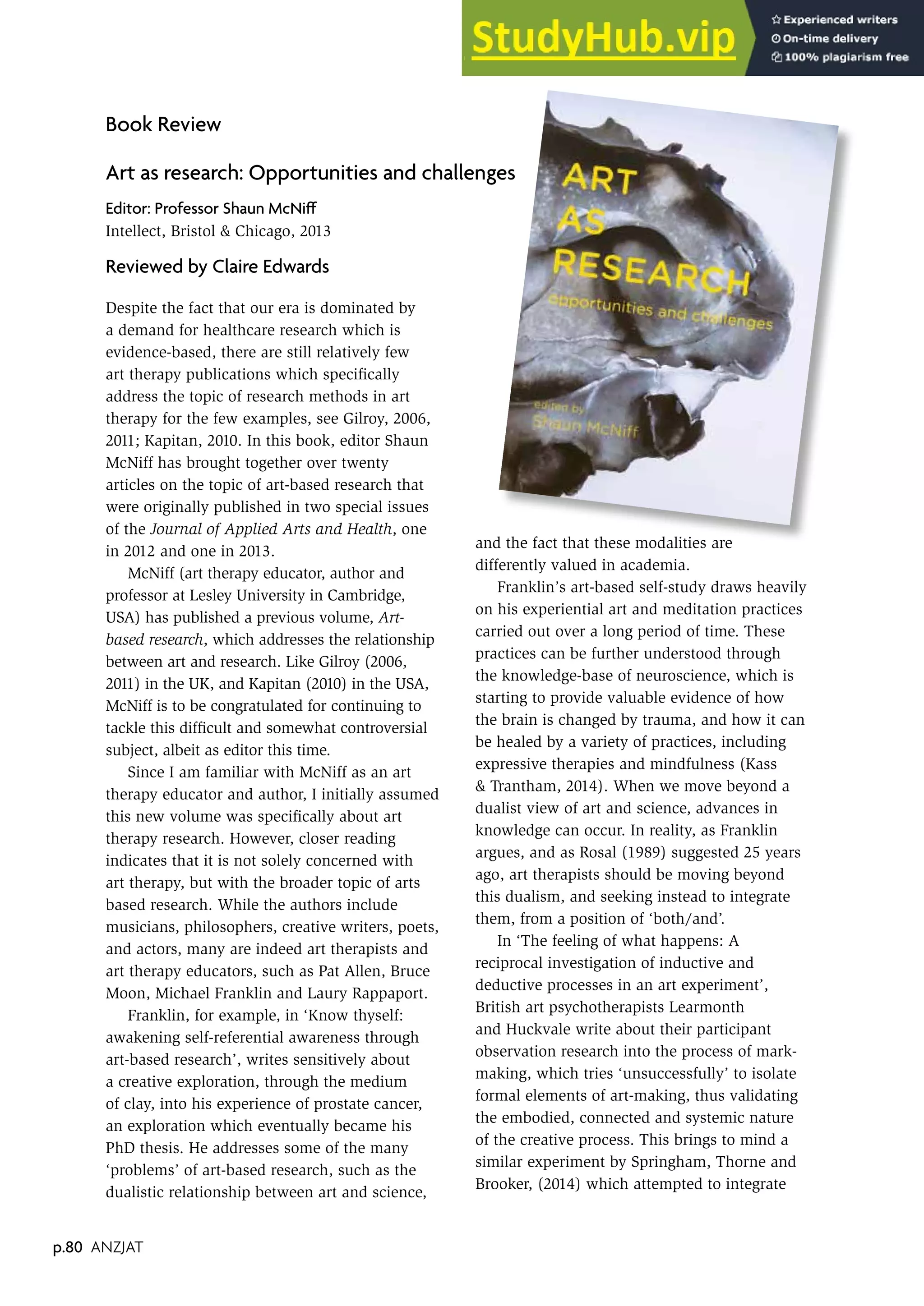 Art As Research Opportunities And Challenges | PDF