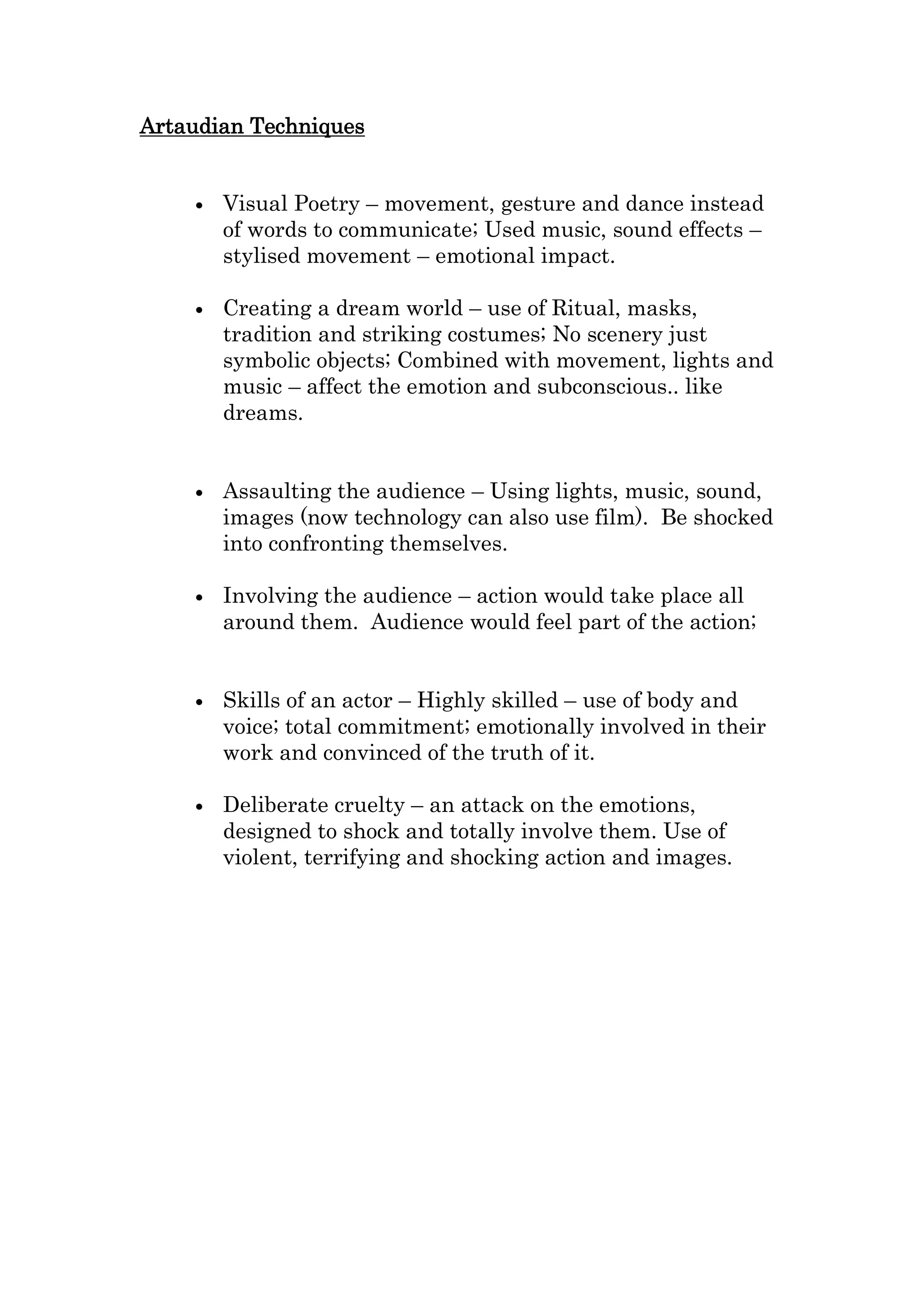 Artaudian techniques | DOCX