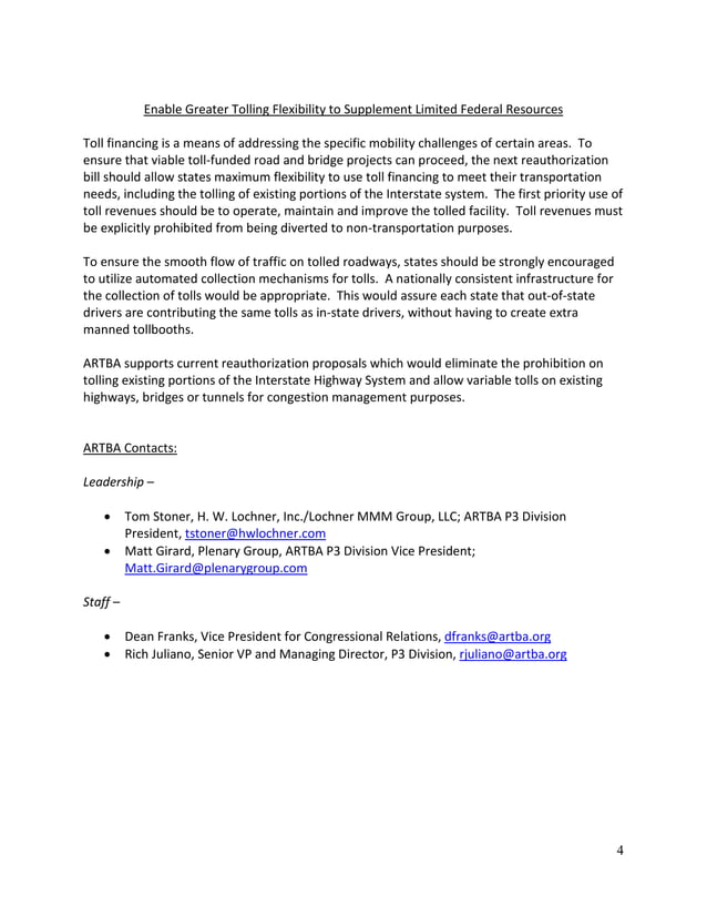 Artba p3 policy recommendations | PDF