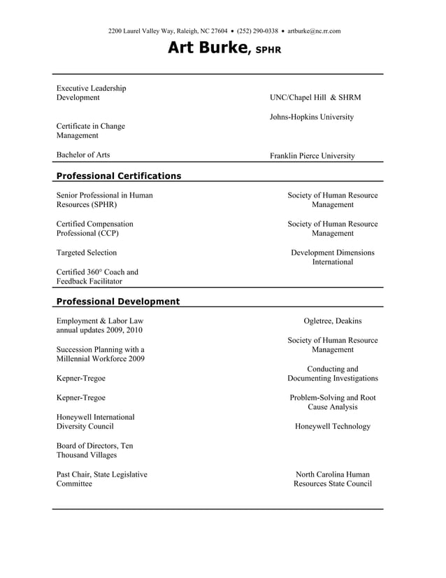 Art Burke Resume | DOC