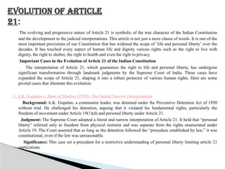 Comprehensive Analysis of Article 21: Evolution, Case Laws, and ...