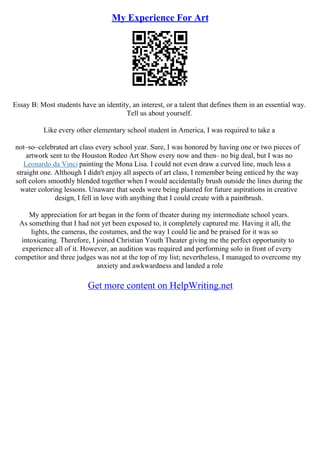 Art College Essay | PDF