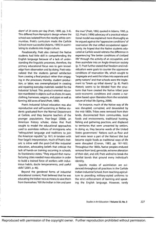 Art, craft, and assimilation. curriculum for native students during the ...