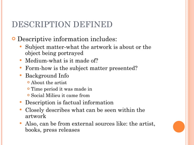Describing Artwork | PPT