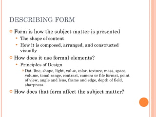 Describing Artwork | PPT