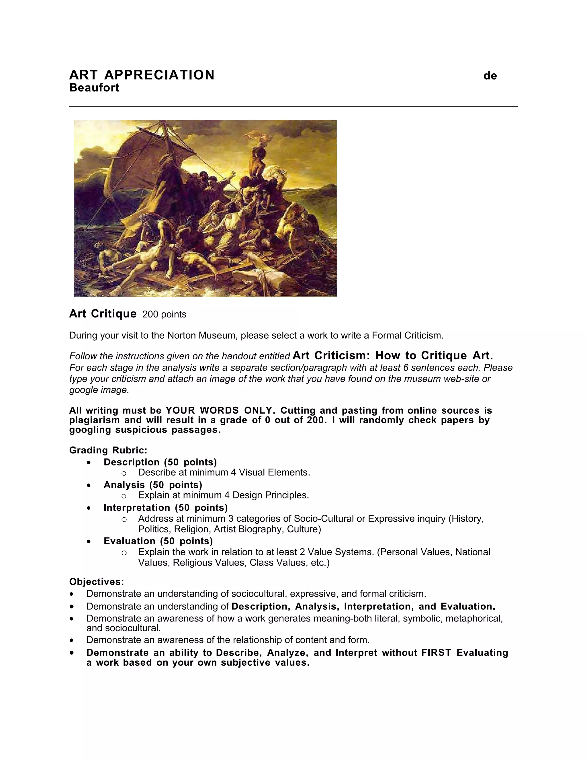 Art Criticism Assignment | DOC