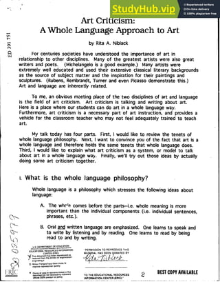 Art Criticism A Whole Language Approach To Art | PDF