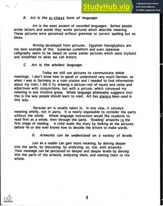 Art Criticism A Whole Language Approach To Art | PDF