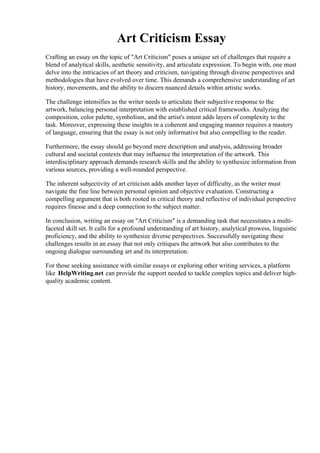 Art Criticism Essay | PDF