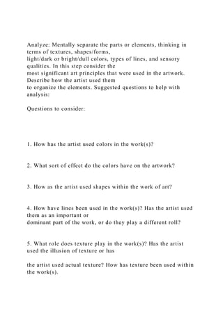 Art Criticism Take a field trip to a museum, gallery.docx
