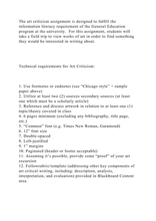 Art Criticism Take a field trip to a museum, gallery.docx