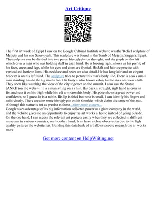 Art Critique Essay | PDF