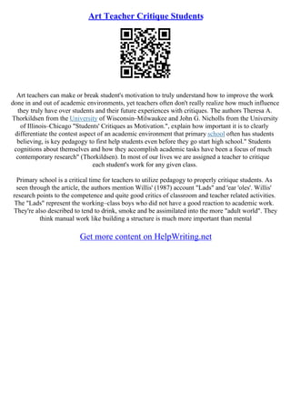 Art Critique Essay | PDF
