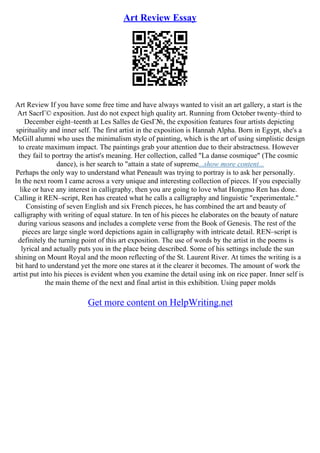 Art Critique Essay | PDF