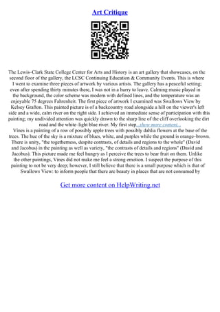 Art Critique Essay | PDF | Modern Art | Fine Art