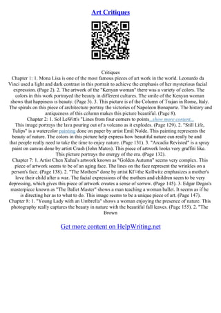 Art Critique Essay | PDF | Modern Art | Fine Art