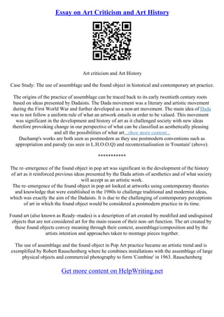 Art Critique Essay | PDF | Modern Art | Fine Art