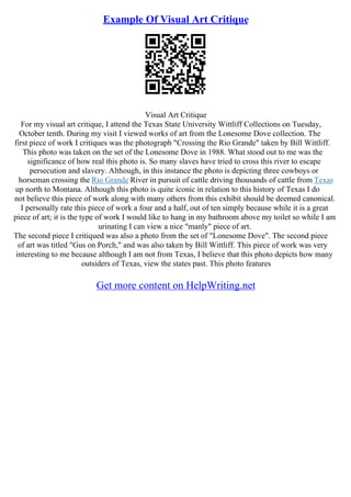 Art Critique Essay | PDF | Modern Art | Fine Art