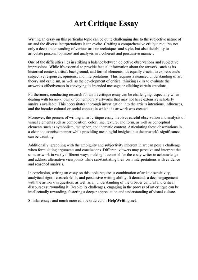 Art Critique Essay | PDF