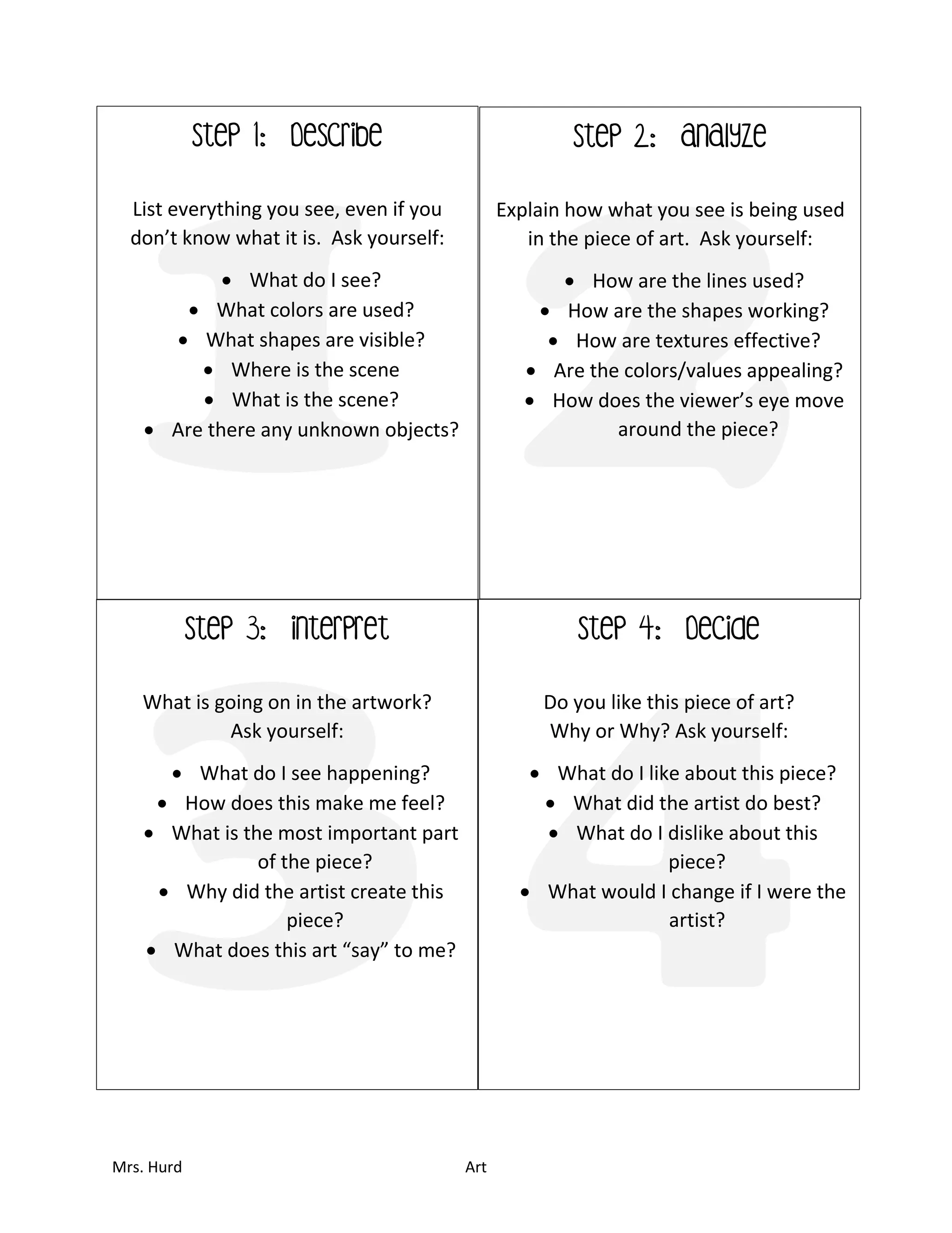 Art critique worksheet | PDF
