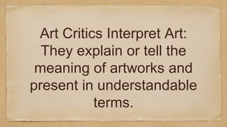 What is an Art Critic? | PPT