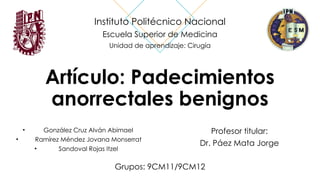 Artículo padecimientos anorrectales benignos.pptx