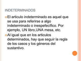 Artículo determinado e indeterminado | PPT