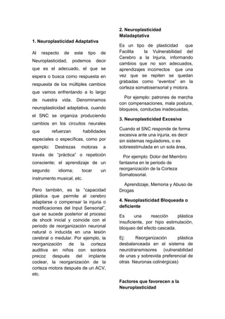 Artículo neuroplasticidad y rehabilitación | DOC