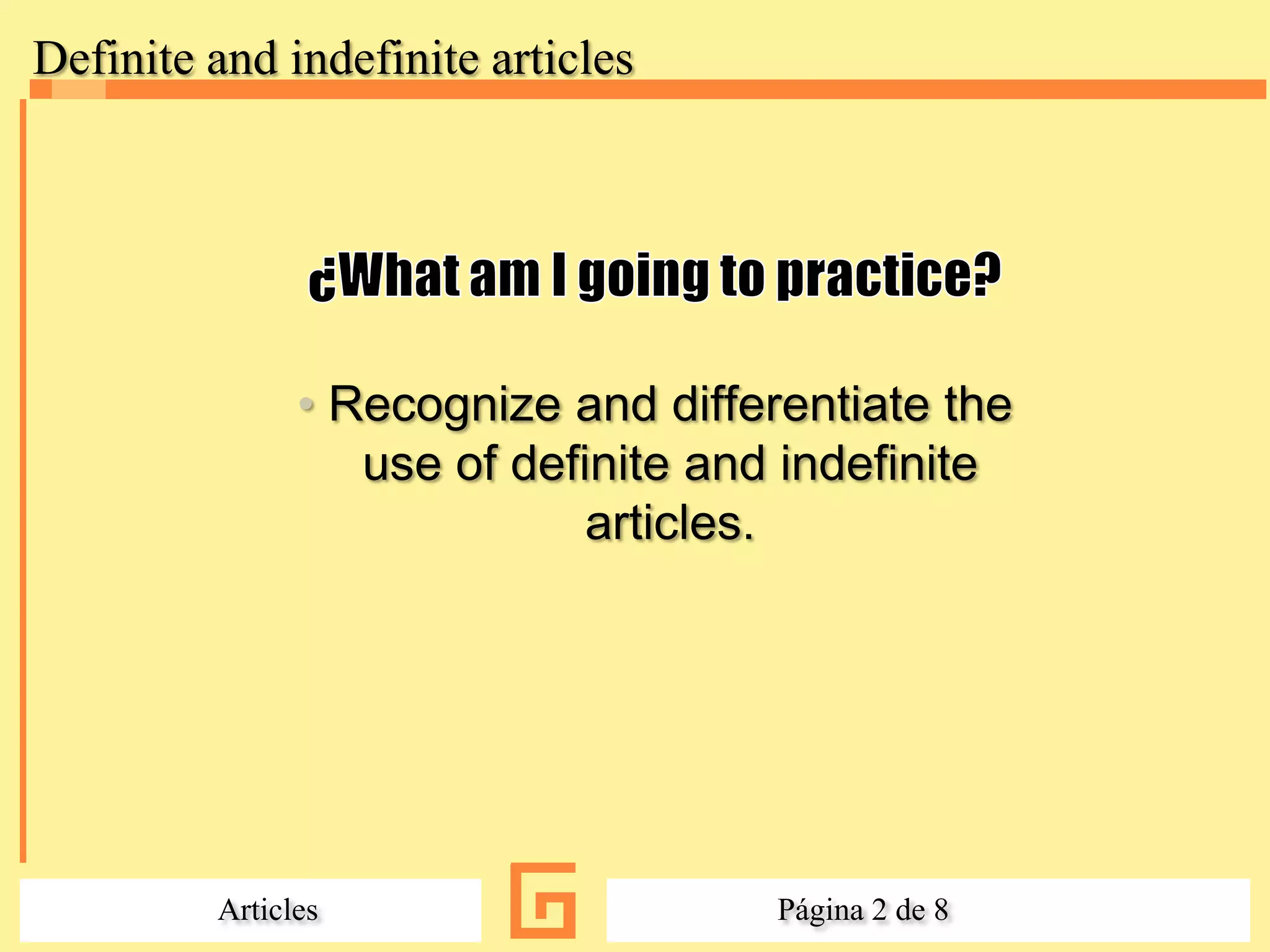 ArtíCulos Definidos E Indefinidos | PPTX