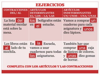 Artículos y contracciones | PDF
