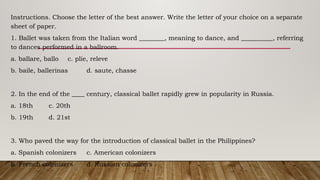 Art Dance: BALLET PHYSICAL EDUCATION 12.pptx | Injuries | Diseases and ...