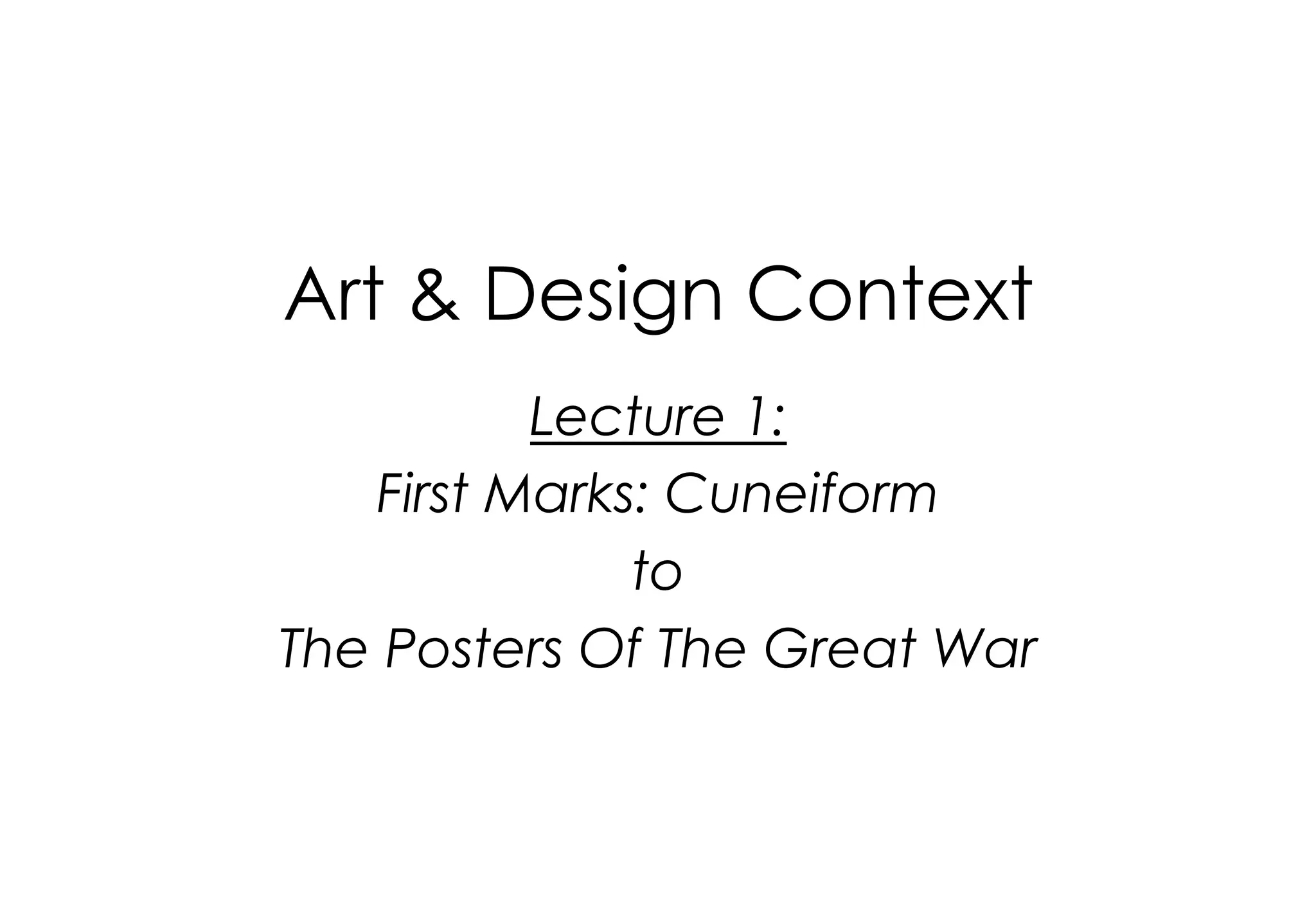 Art & Design in Context: Lecture 1 | PPT