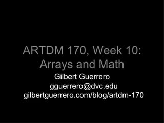 Artdm170 Week10 Arrays Math | PPT