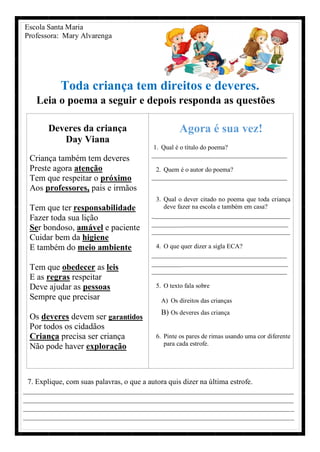 Deveres da Criança, Day Viana | PDF