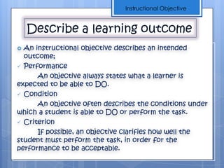 the characteristics of a well-written and useful instructional ...